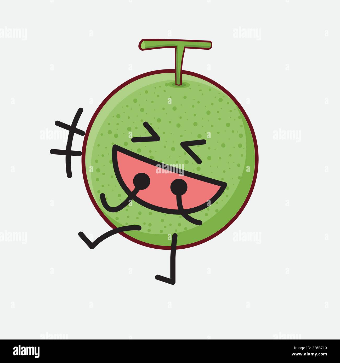 Vector Illustration of Melon Fruit Character with cute face, simple ...