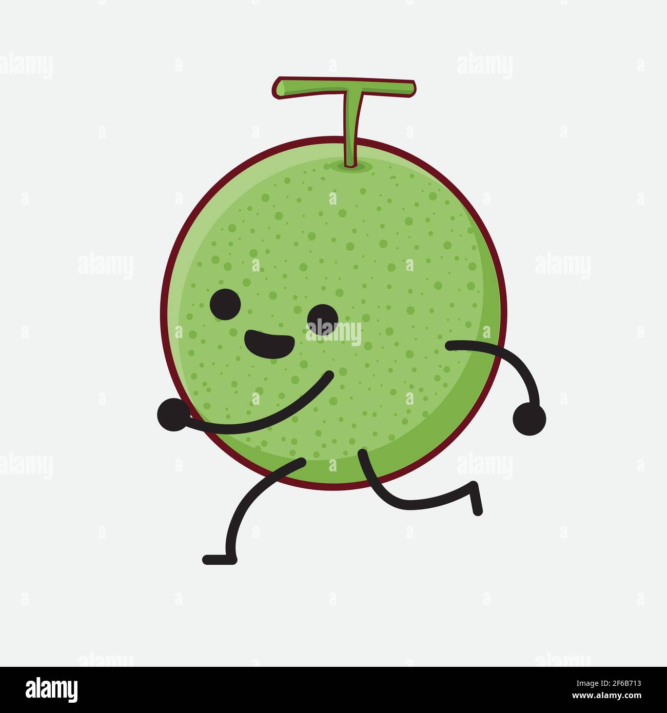 Vector Illustration of Melon Fruit Character with cute face, simple ...