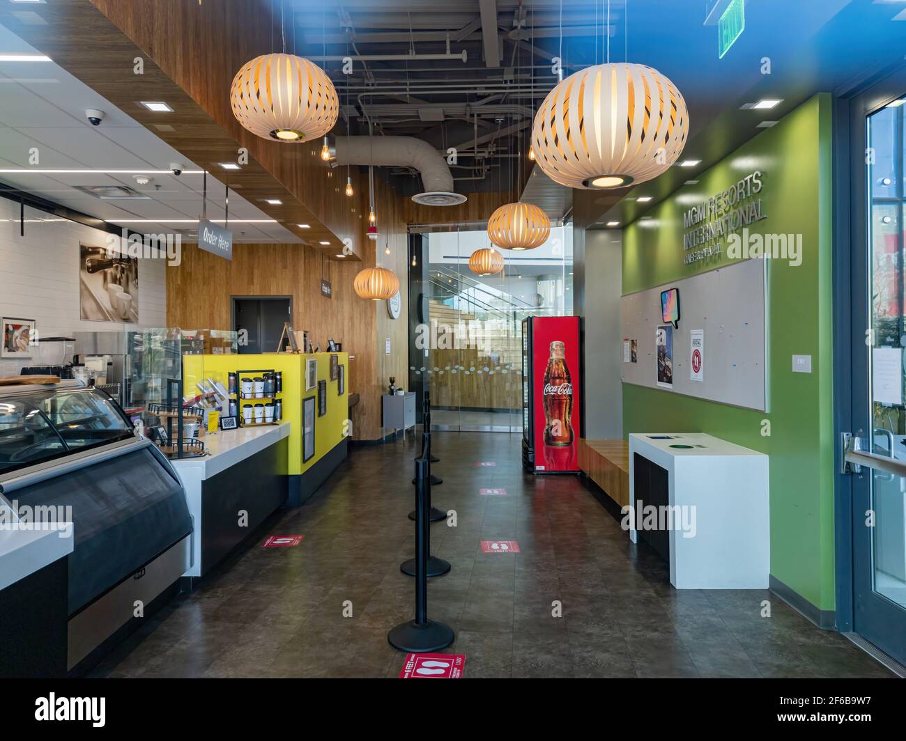 Las Vegas, MAR 30, 2021 - Interior view of a cafe in Hospitality Hall ...