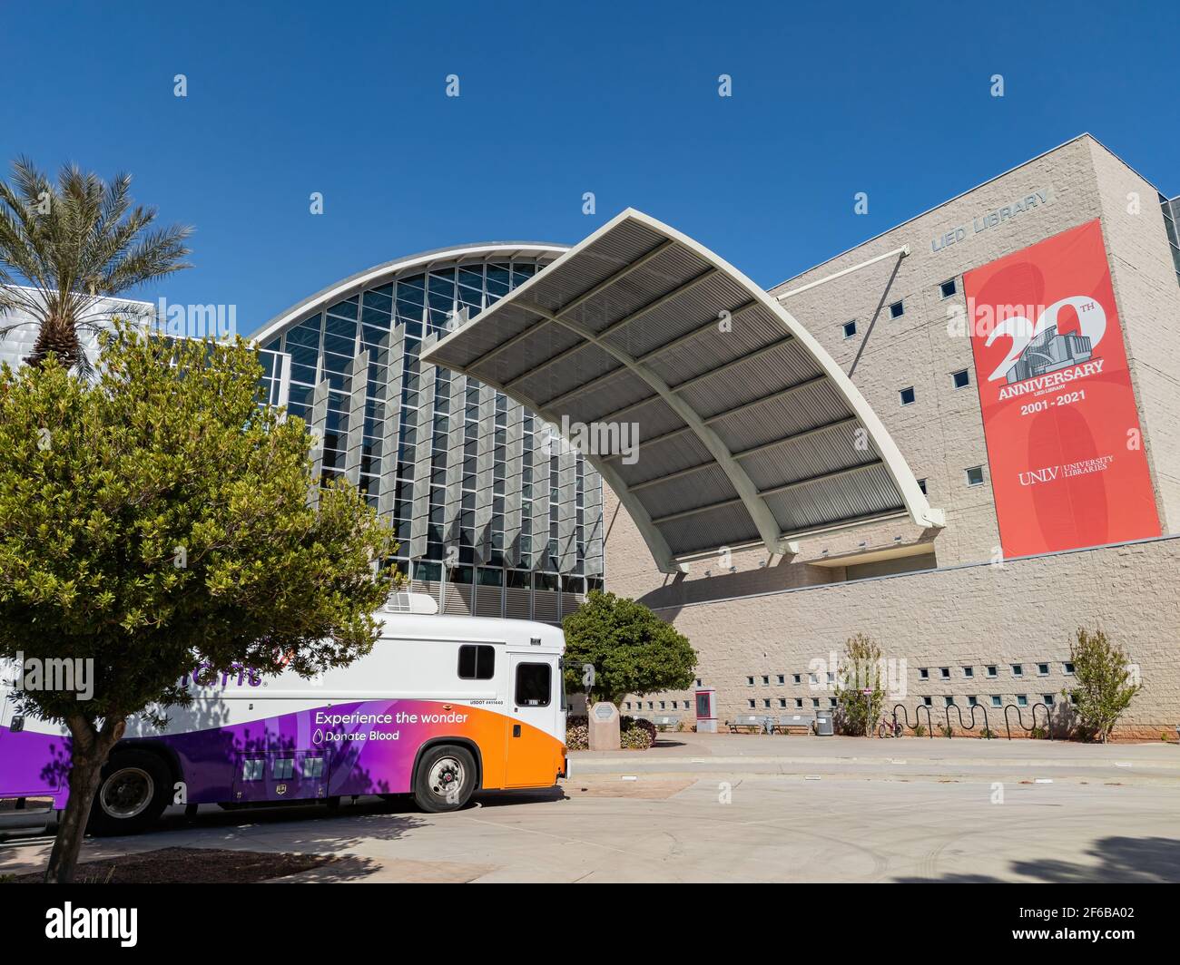 Las Vegas, MAR 30, 2021 - Vitalant Donate Blood truck parked outside of ...
