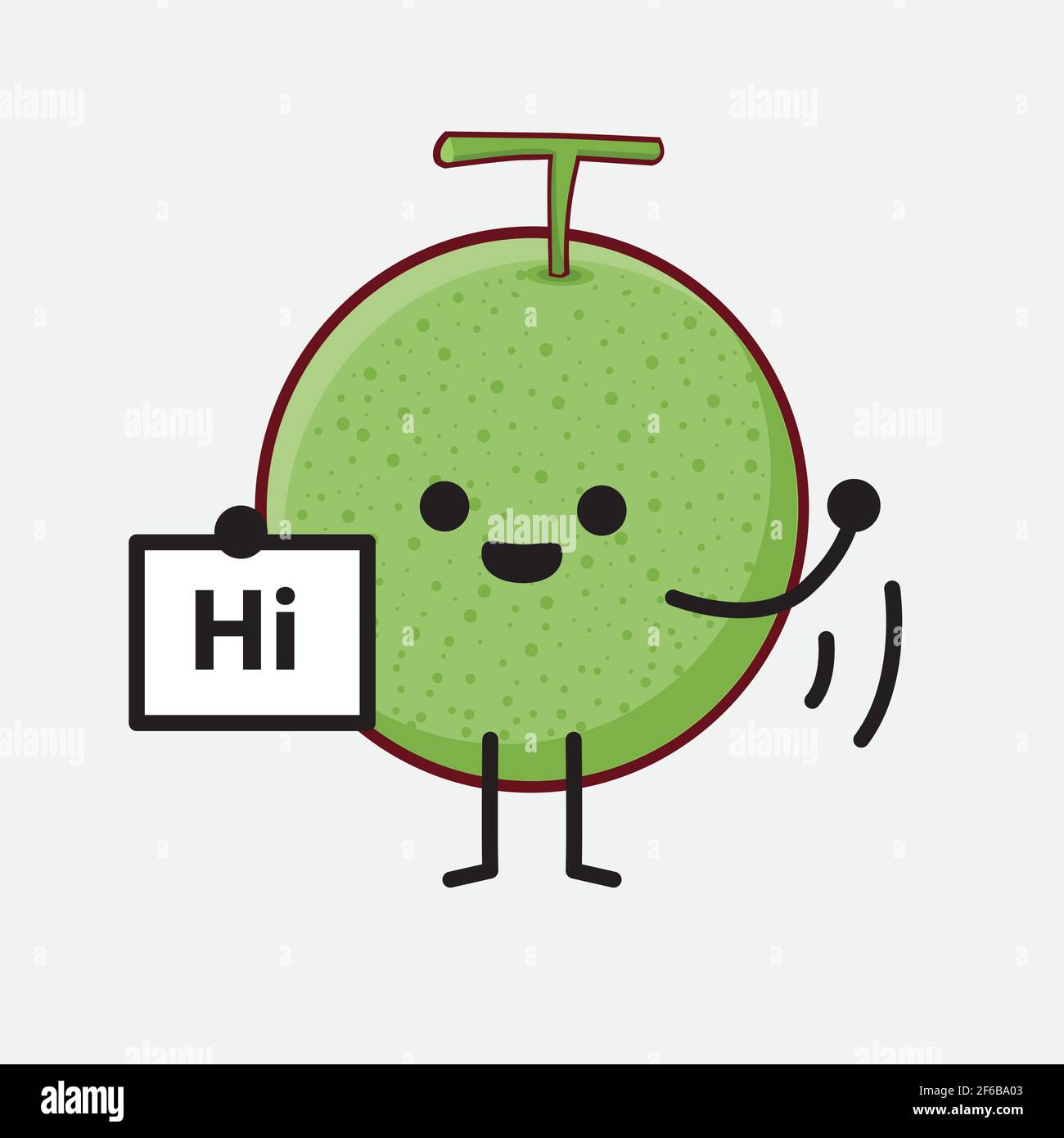 Vector Illustration of Melon Fruit Character with cute face, simple ...