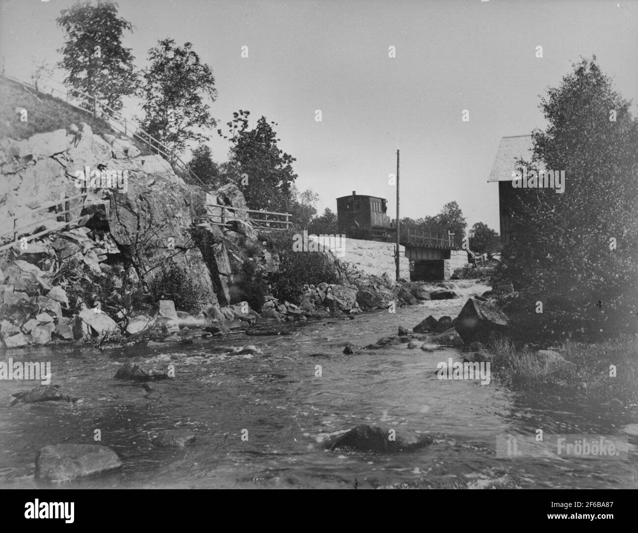 Halmstad Bolmen Railway, HBJ Trolley 4 "The Lärkan" runs over the ...