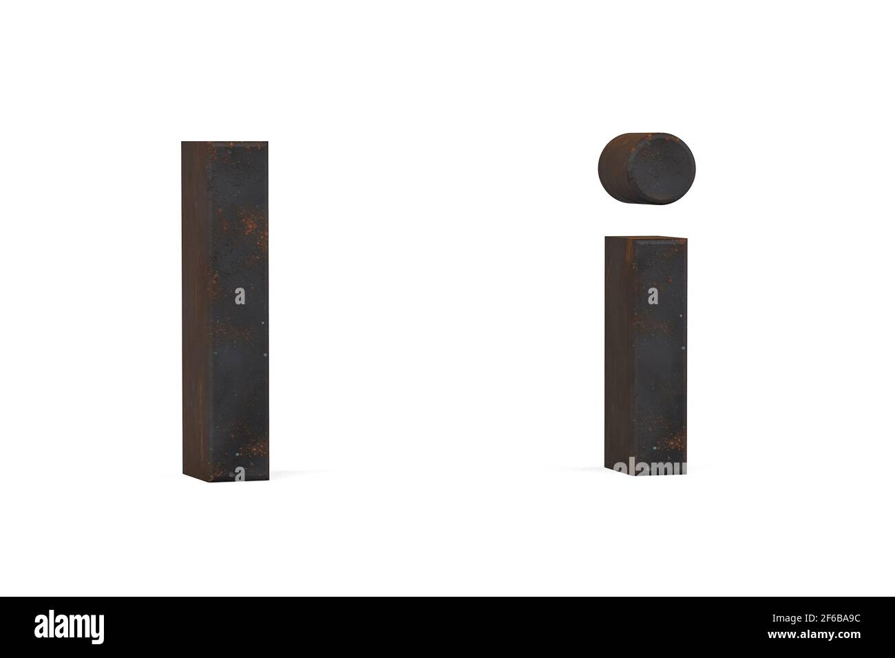 Rusty letter A - three dimensional uppercase and lowercase A on white ...