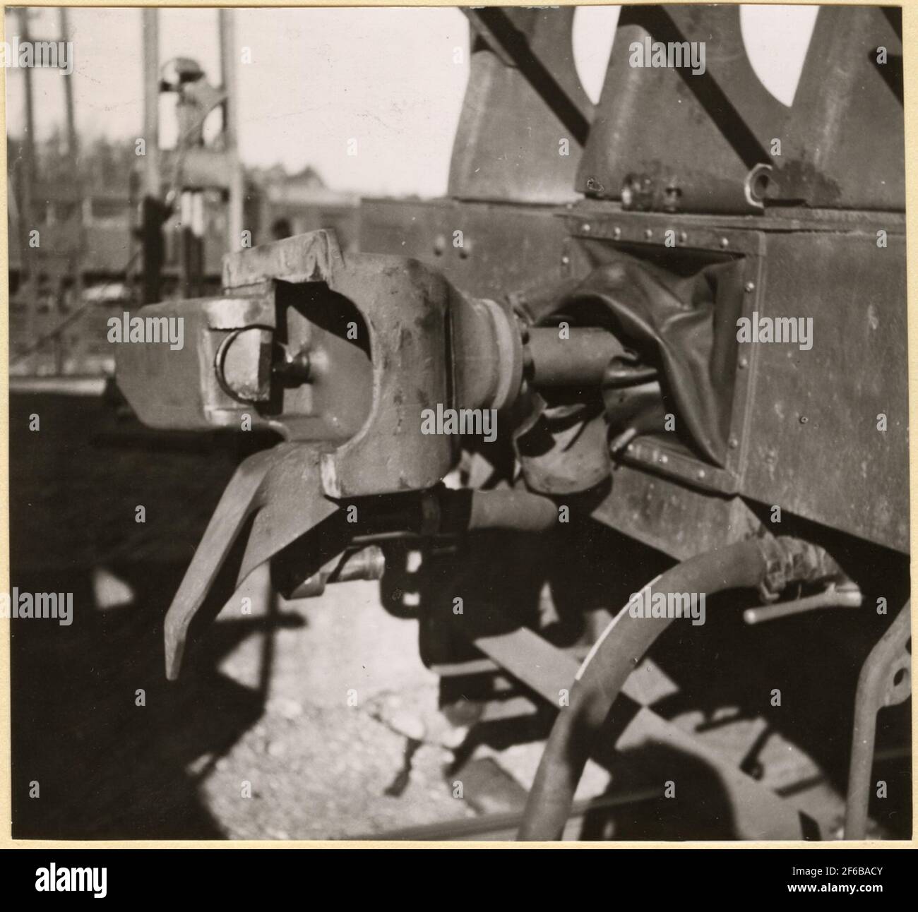 Coupling buffer on freight wagon Stock Photo - Alamy