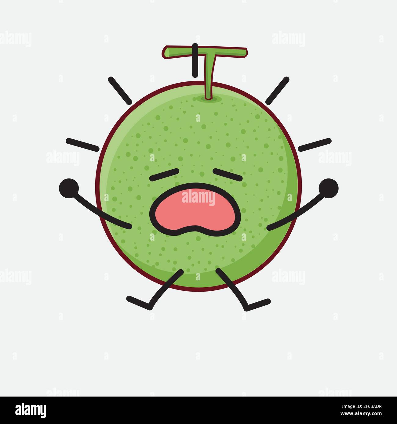 Vector Illustration of Melon Fruit Character with cute face, simple ...