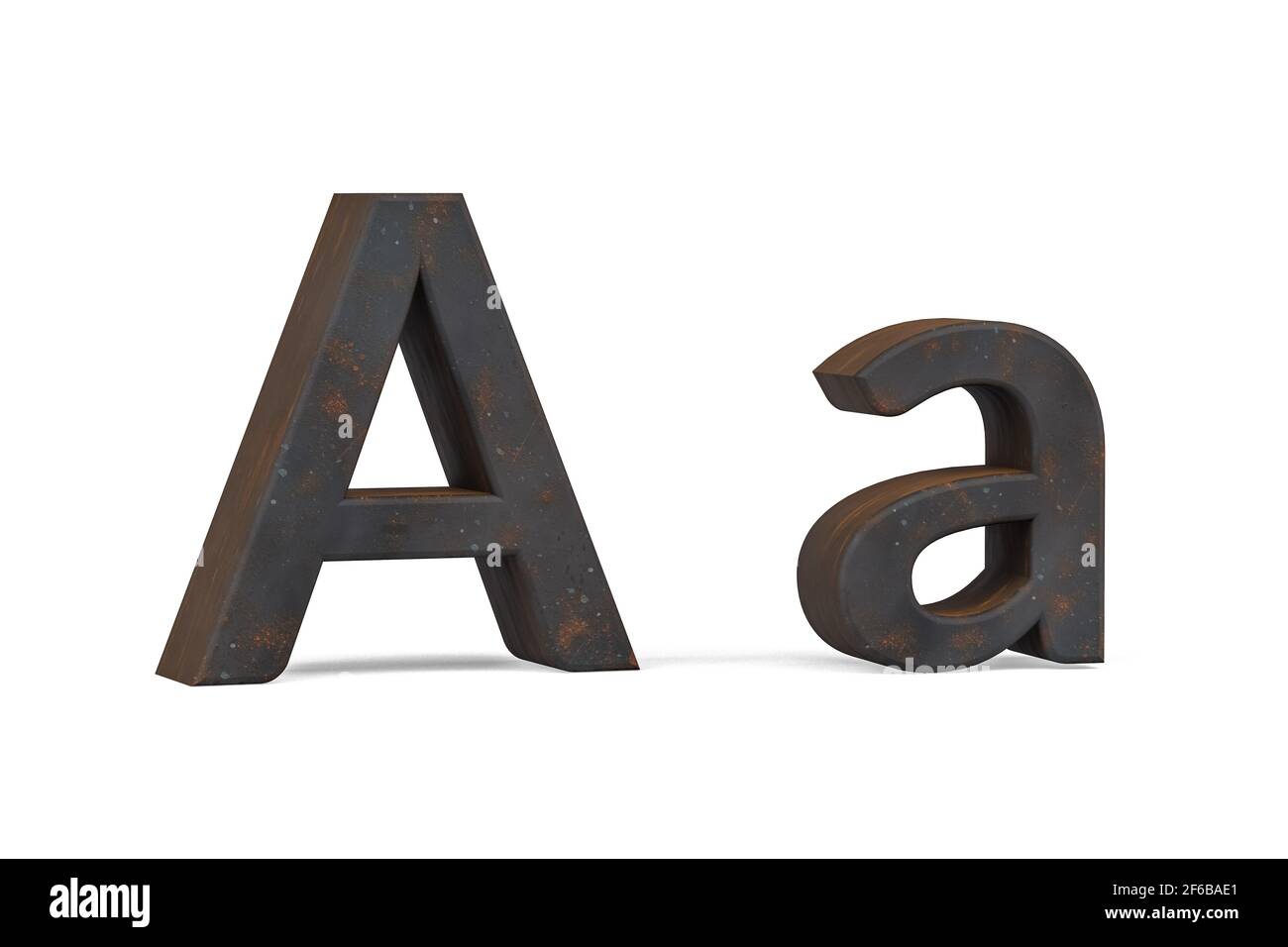 Rusty letter A - three dimensional uppercase and lowercase A on white ...