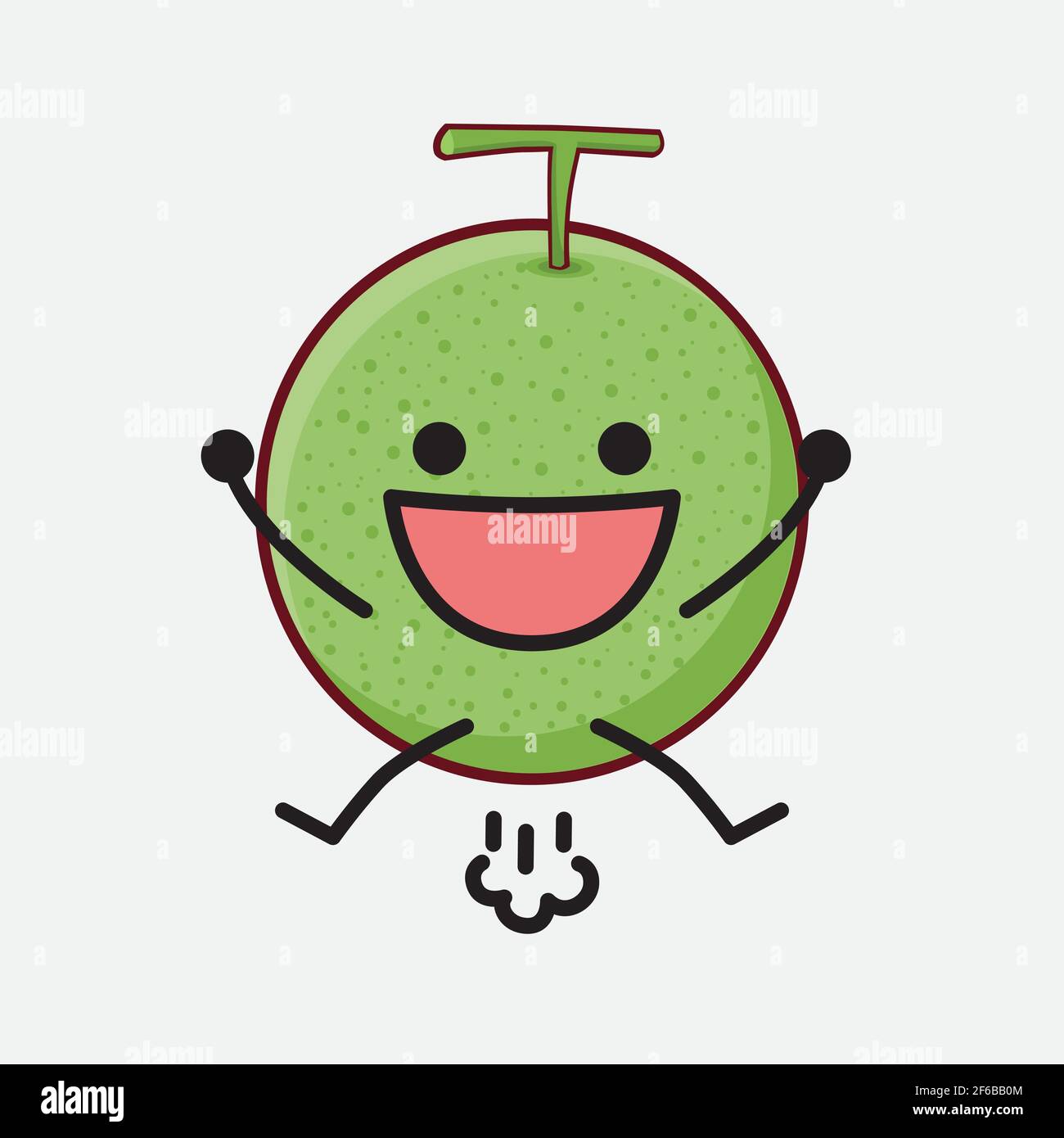 Vector Illustration of Melon Fruit Character with cute face, simple ...