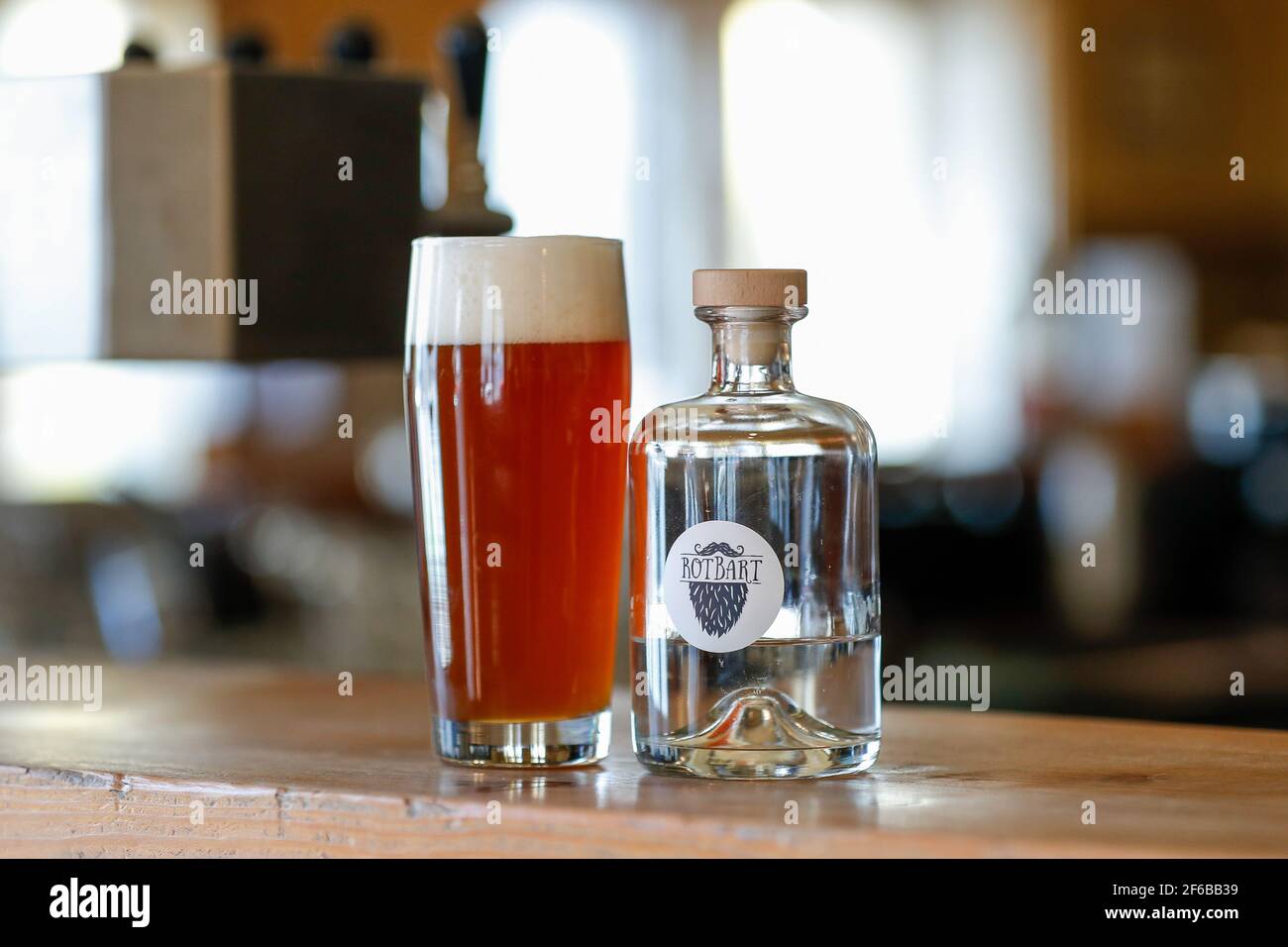 Berlin, Germany. 30th Mar, 2021. A bottle of Rotbier beer brandy and a ...