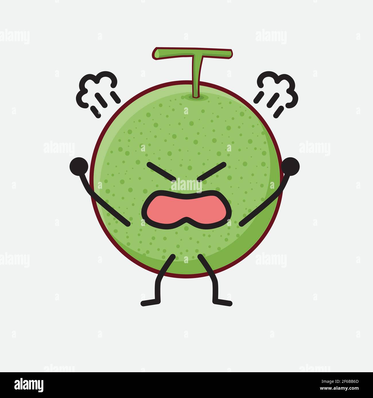 Vector Illustration of Melon Fruit Character with cute face, simple ...