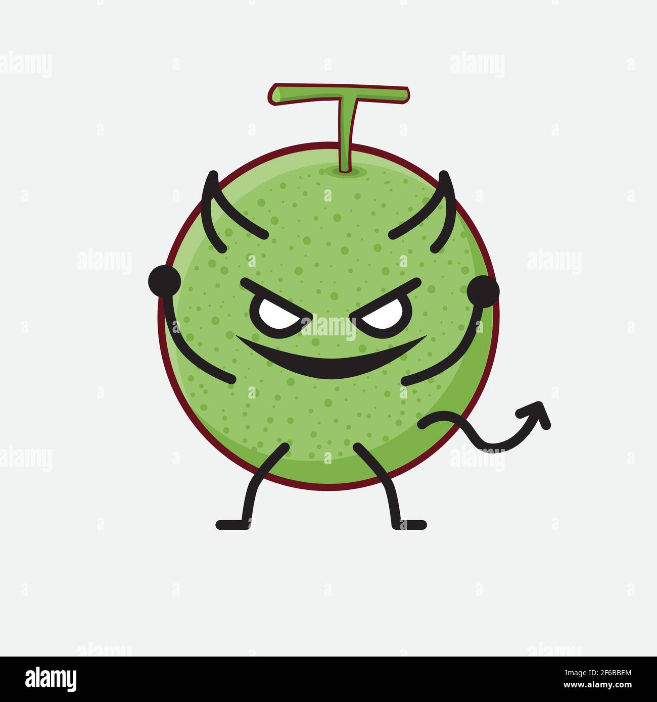 Vector Illustration of Melon Fruit Character with cute face, simple ...