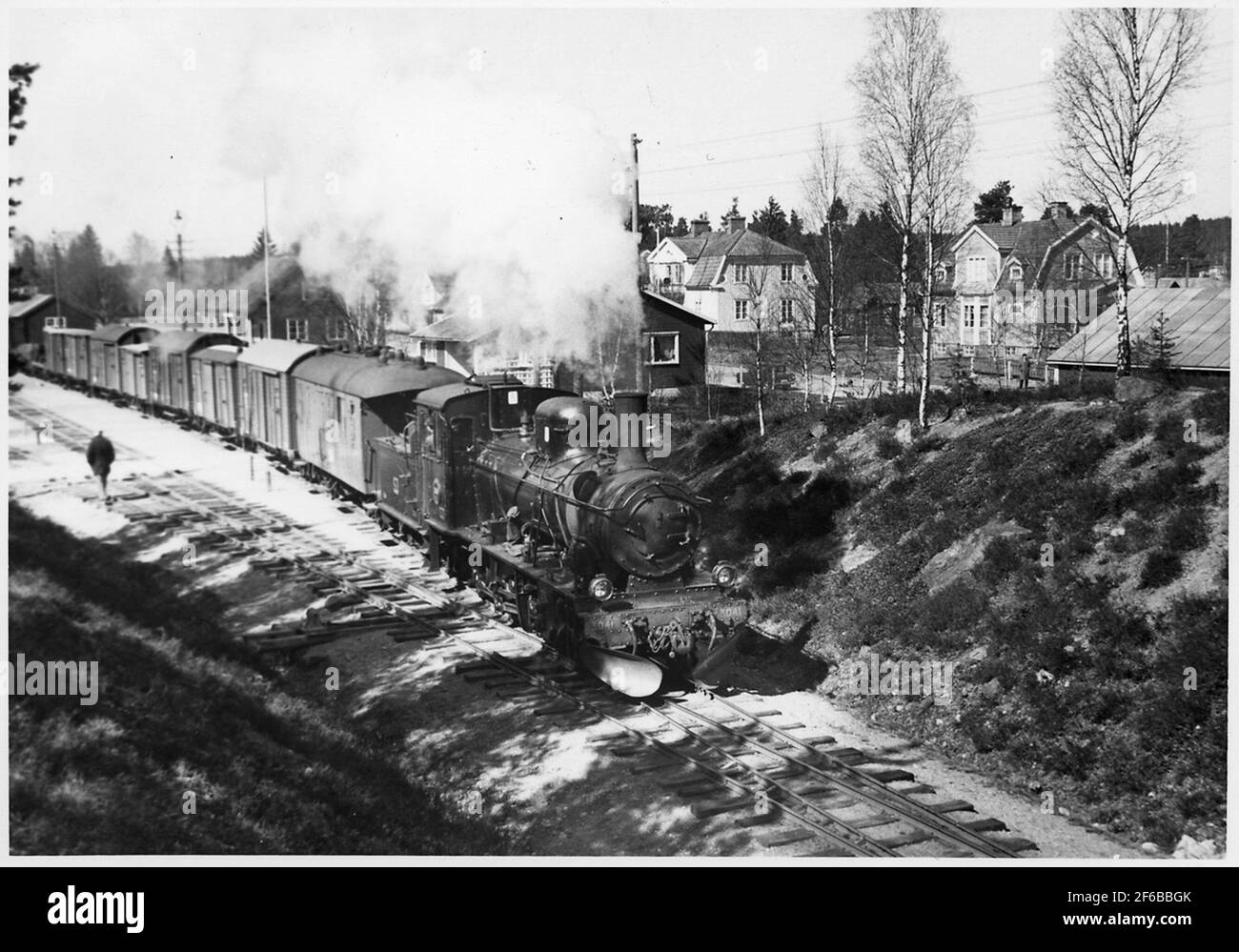 Freight train driven by the state's railways, SJ GP 3041 departs from ...