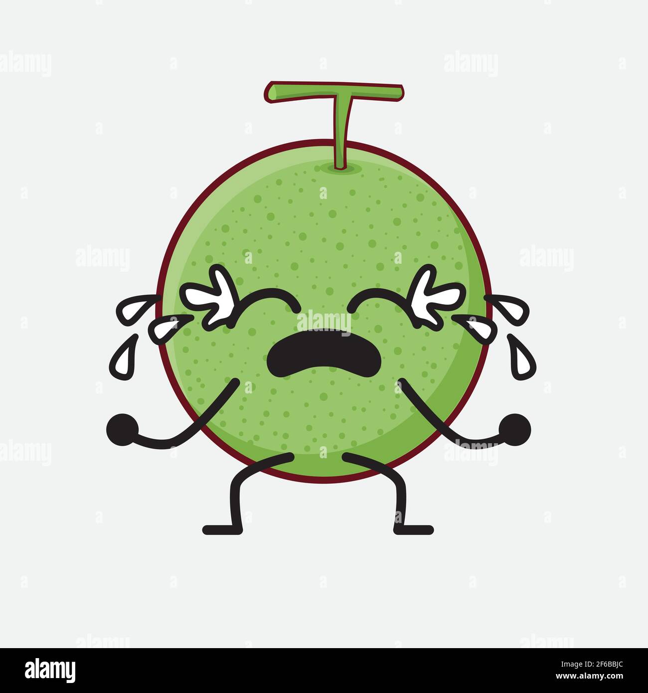 Vector Illustration of Melon Fruit Character with cute face, simple ...