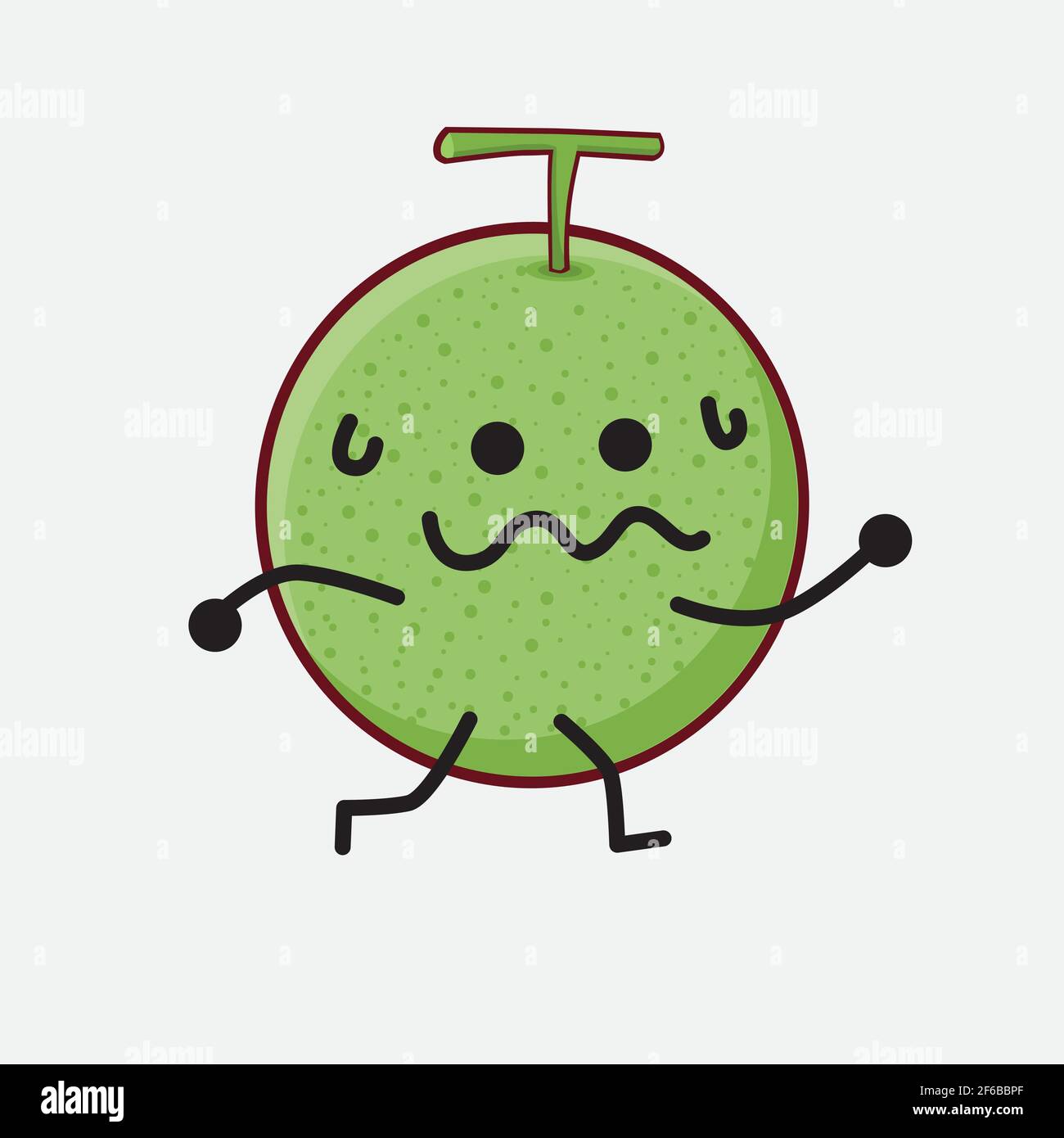 Vector Illustration of Melon Fruit Character with cute face, simple ...