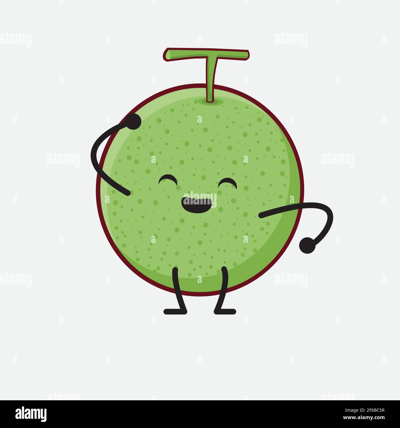 Vector Illustration of Melon Fruit Character with cute face, simple ...