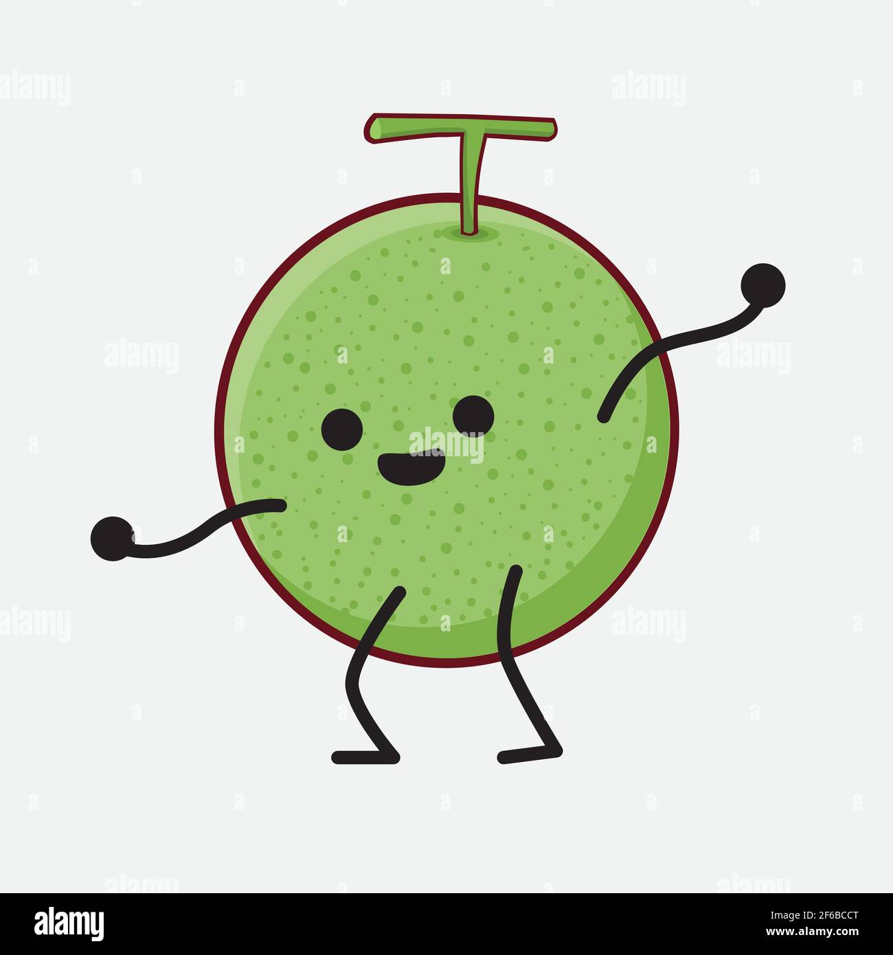 Vector Illustration of Melon Fruit Character with cute face, simple ...