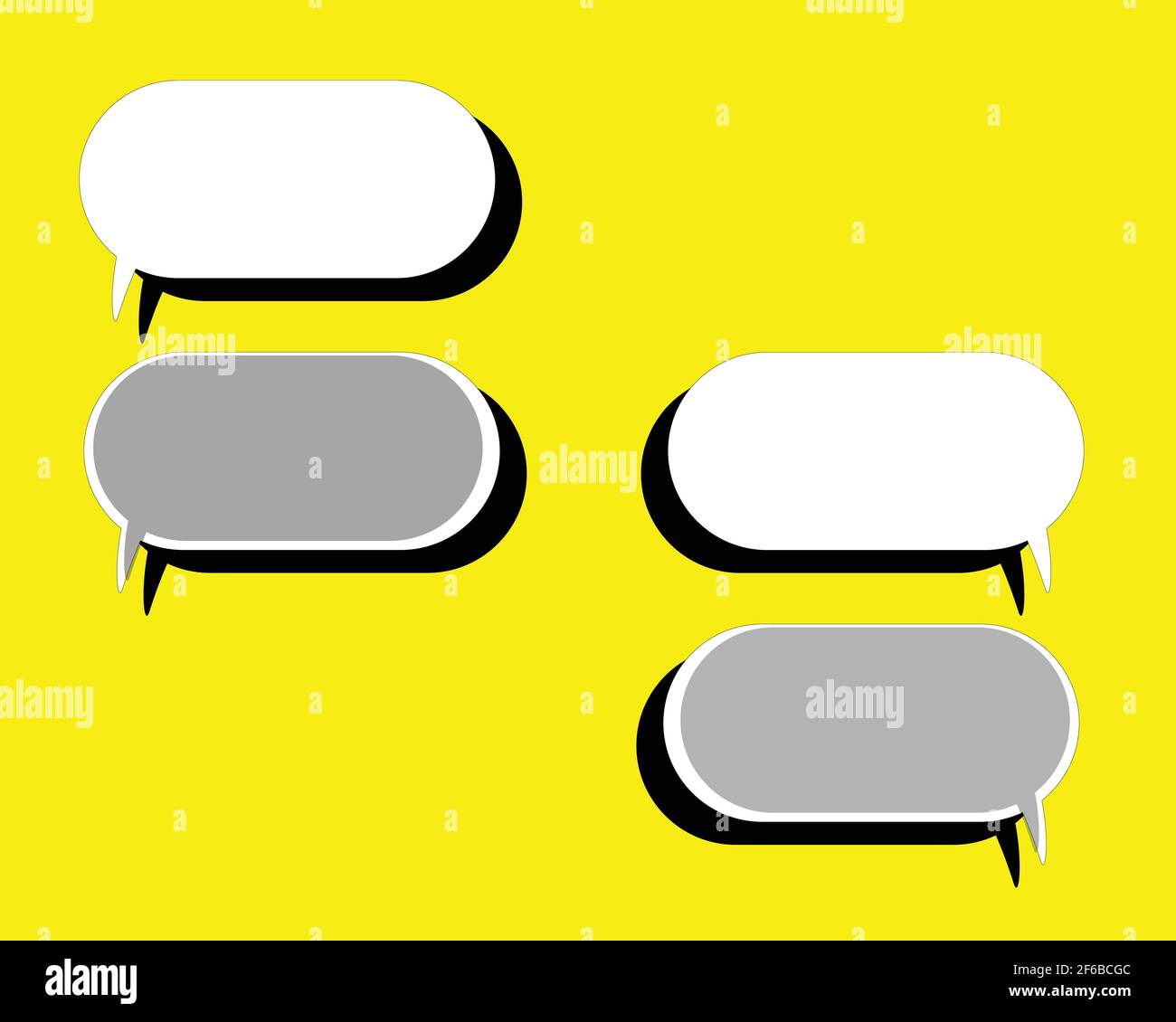 Set of speak bubble text, chatting box, message box outline cartoon ...