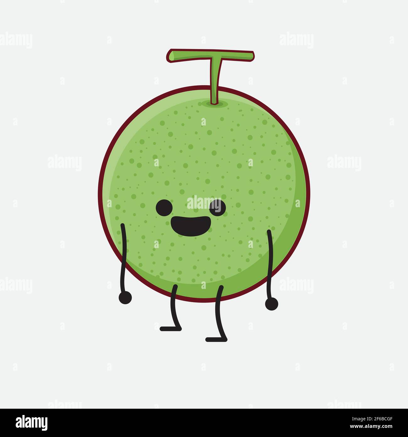 Vector Illustration of Melon Fruit Character with cute face, simple ...