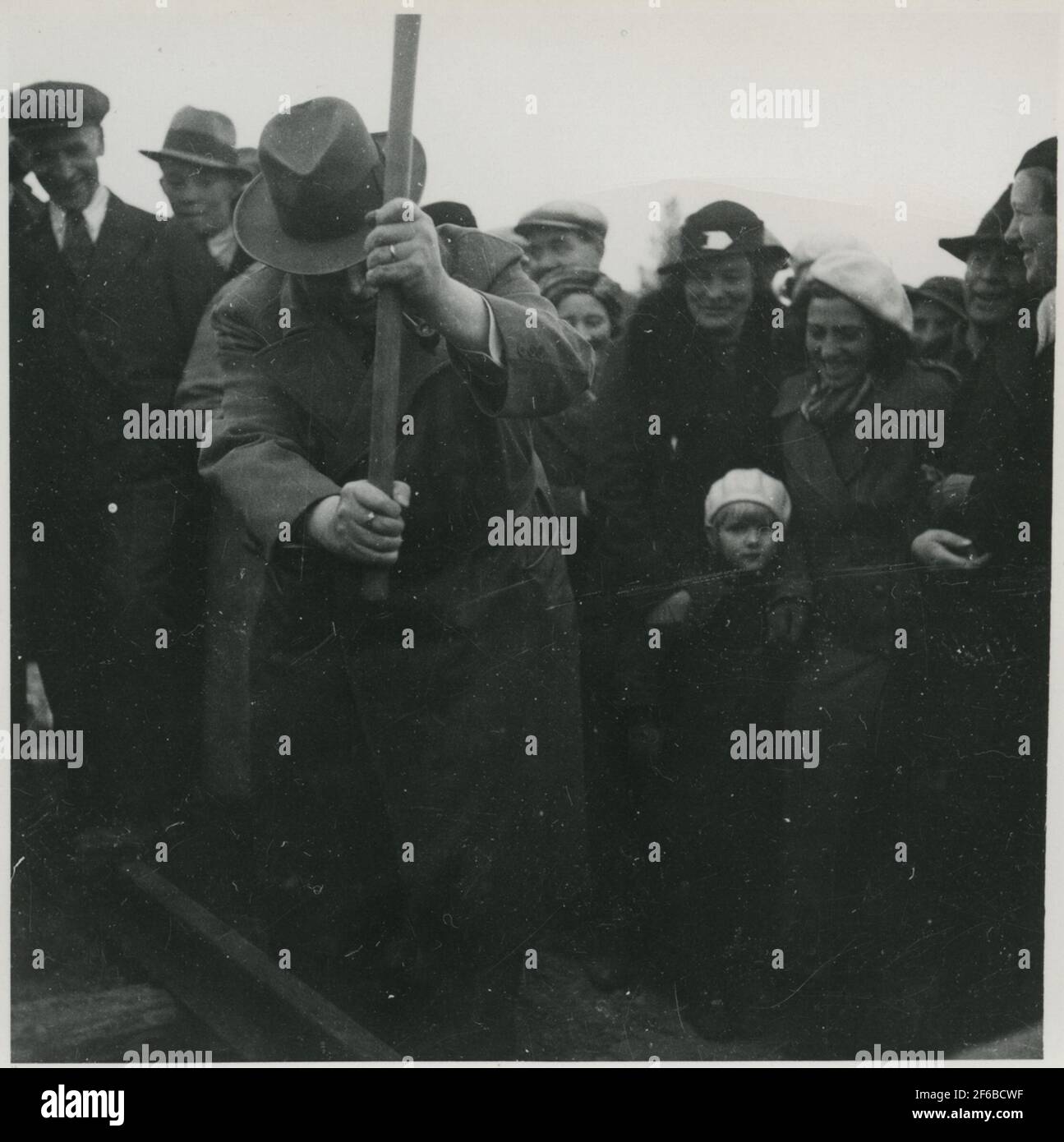 Merger of Inlandsbanan's last rails in September 1936 Stock Photo - Alamy