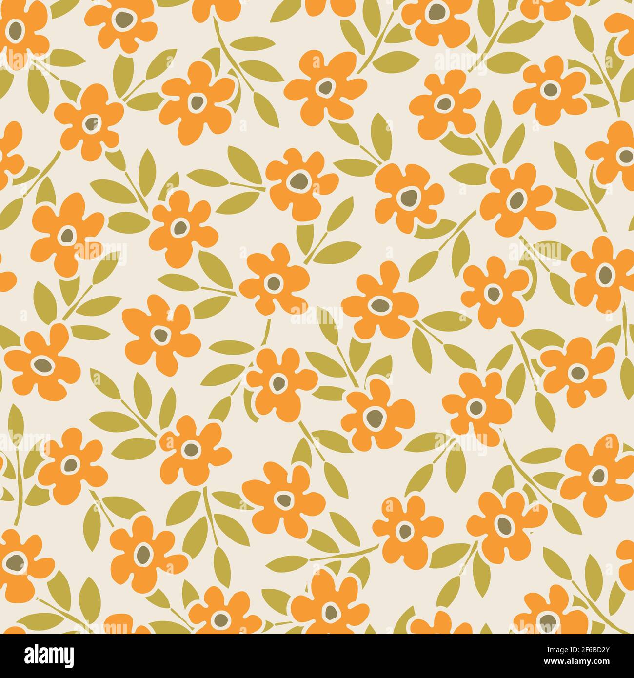 Colorful Small Scale Hand-Drawn Floral Vector Seamless Pattern. 70s ...
