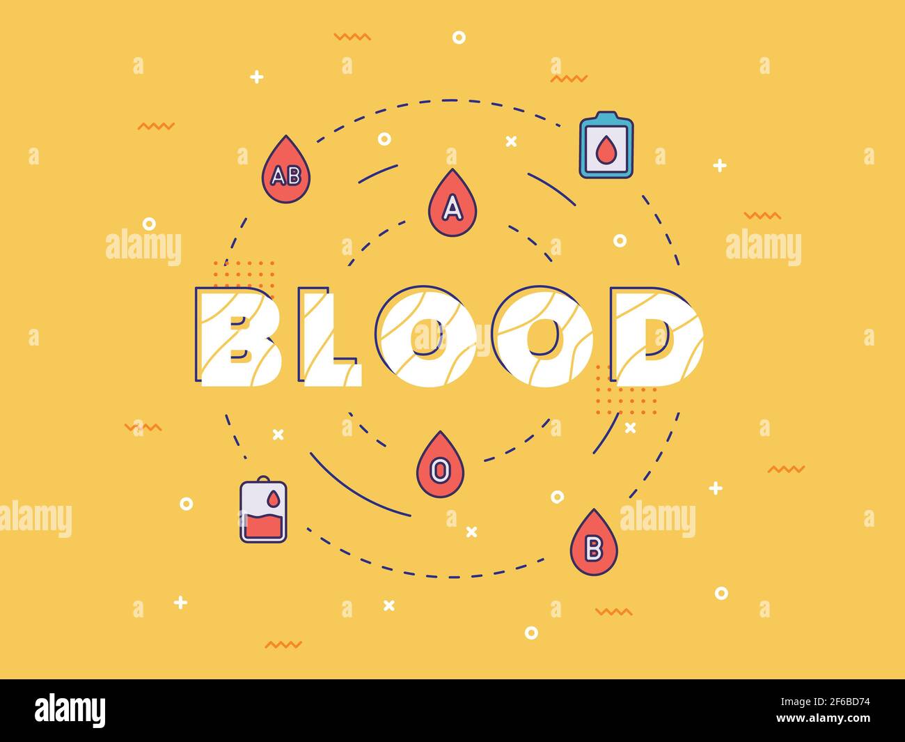 blood typography around medical icon with outline style vector design ...