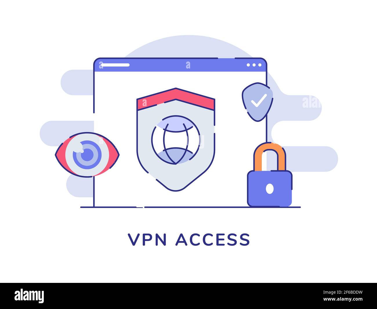 vpn access concept shield protection wireframe around padlock white ...