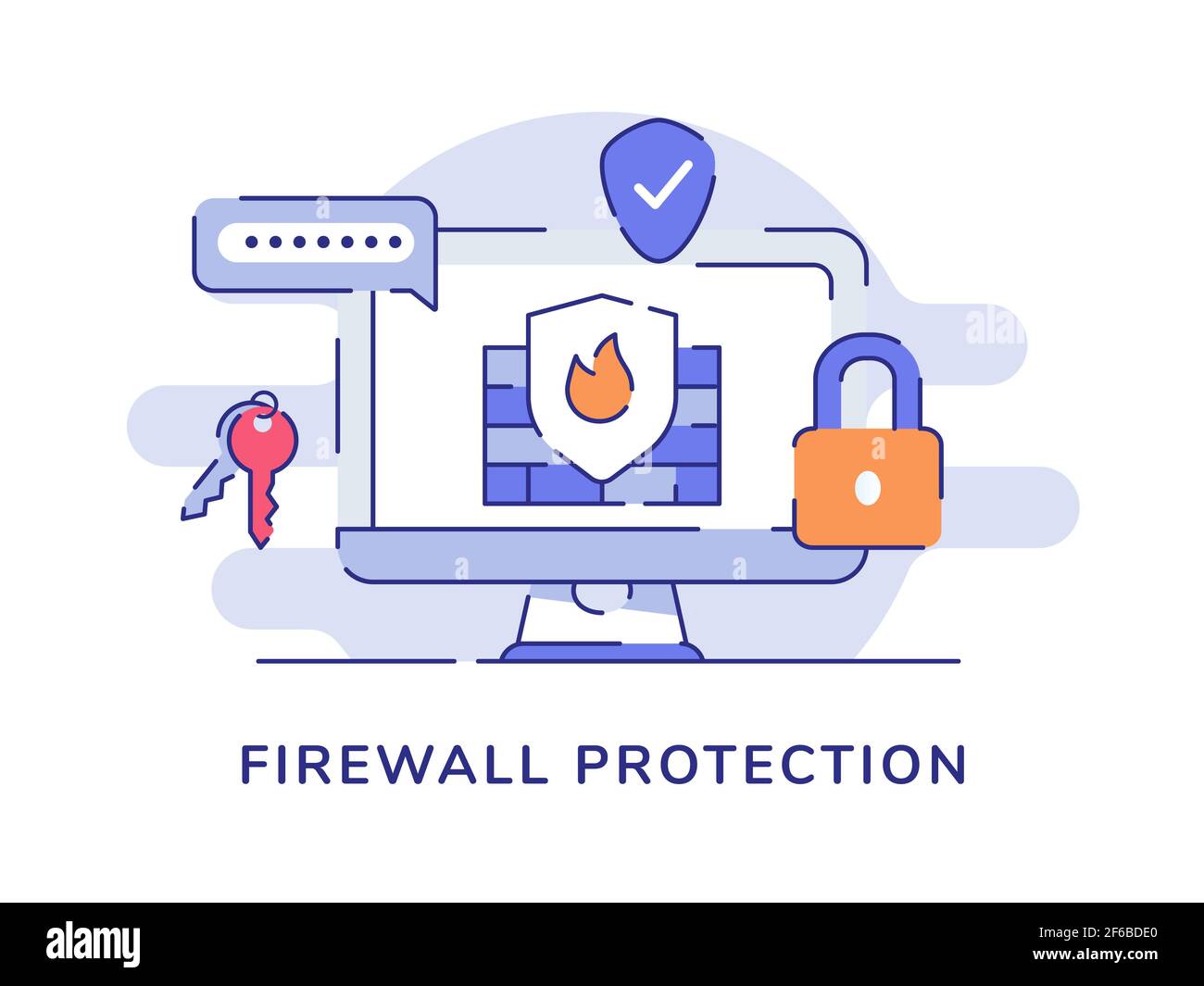 firewall protection concept fire shield on display computer around pin ...