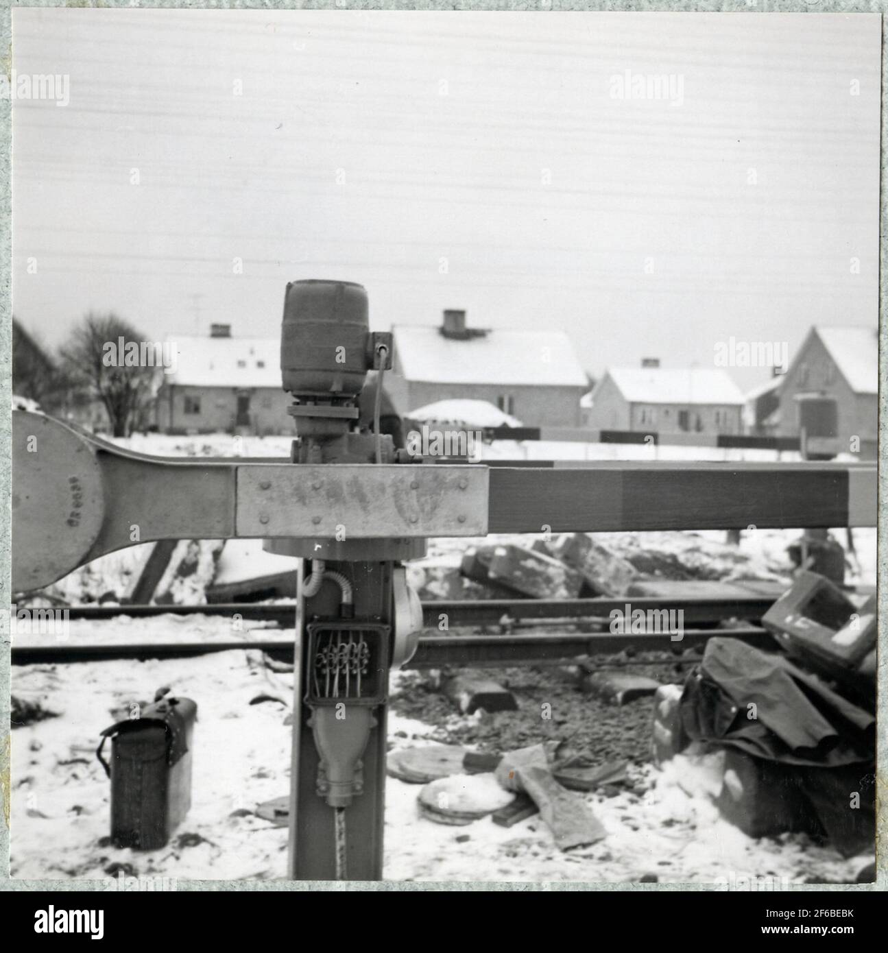 Railway bom at the railway transition at deerstigen in Ljungby, on the ...
