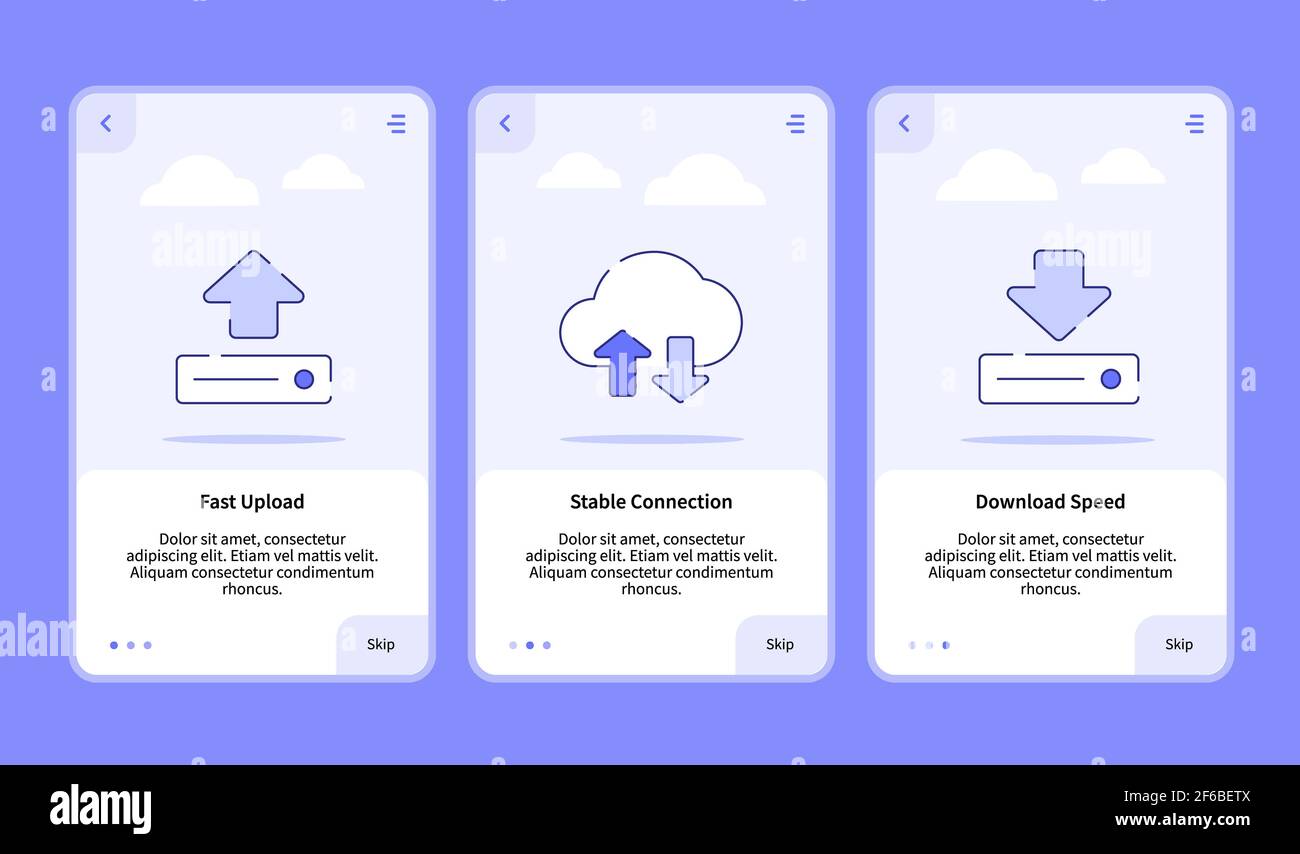 fast upload stable connection download speed onboarding for mobile app ...
