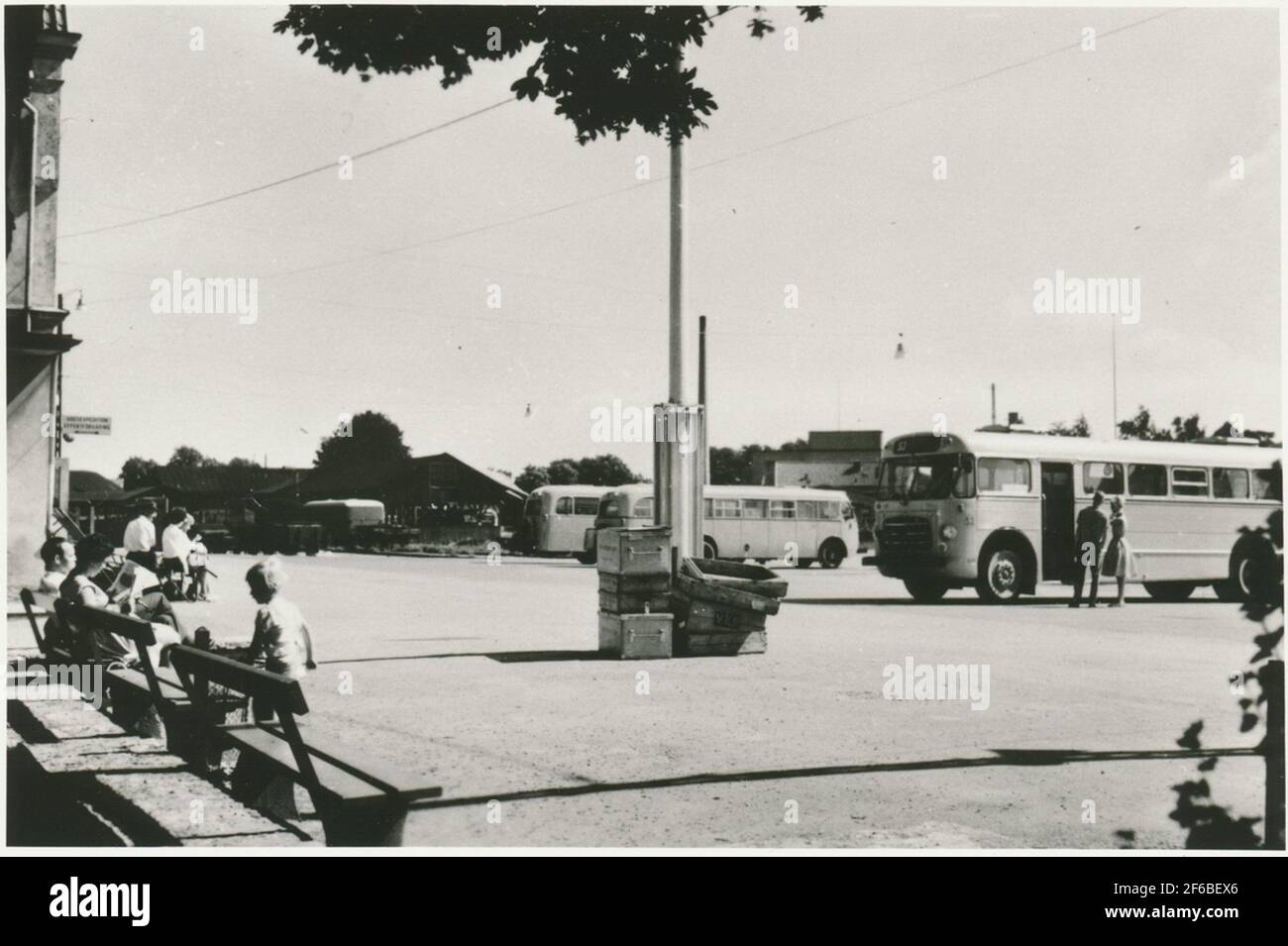 Bus station at Visby harbor Stock Photo - Alamy