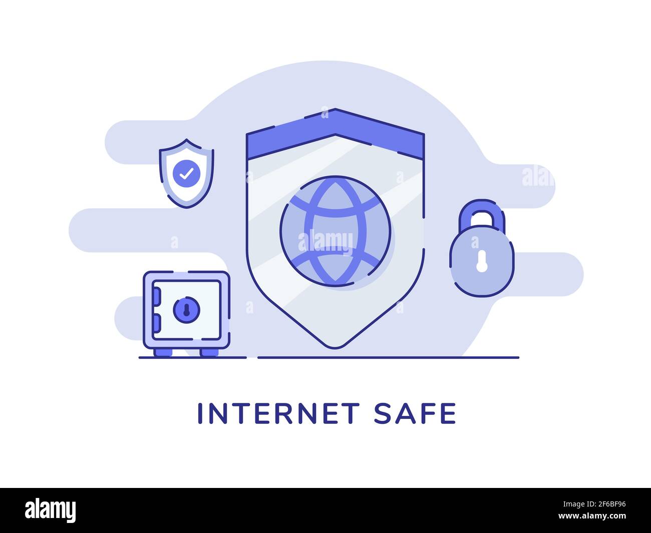 internet safe concept global shield white isolated background with ...