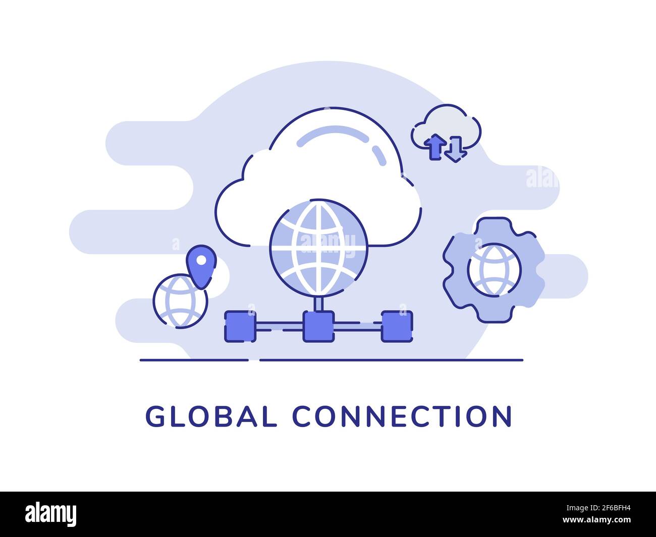 global connection concept globe around cloud white isolated background with dashed line style ...