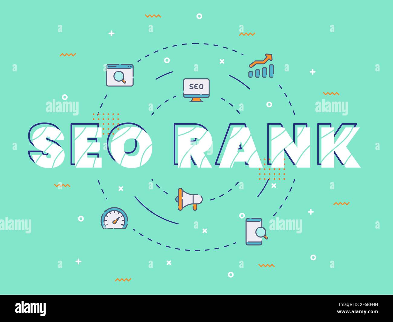seo rank typography with color outline style vector design illustration ...