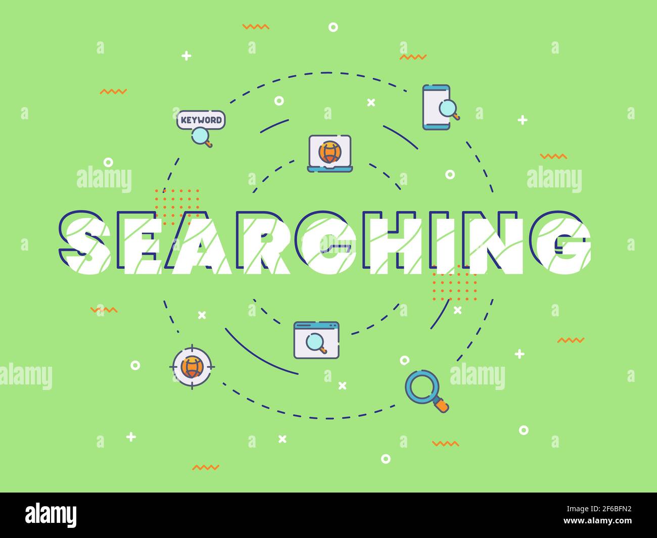 searching typography with color outline style vector design ...