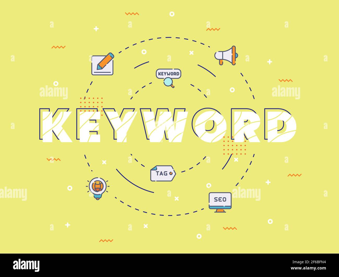 keyword typography with color outline style vector design illustration ...