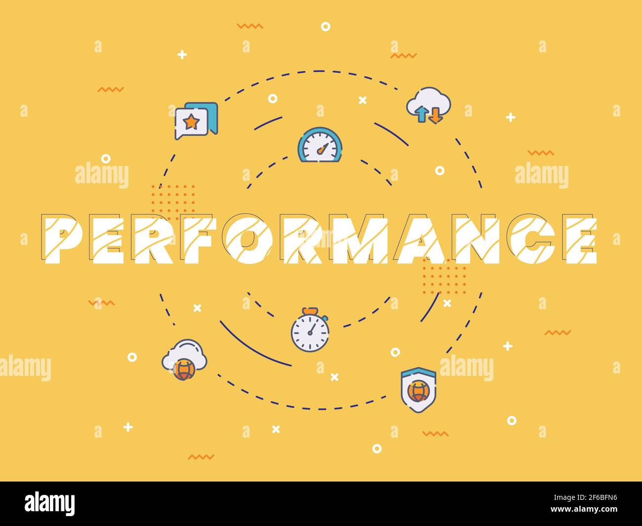performance typography with color outline style vector design ...
