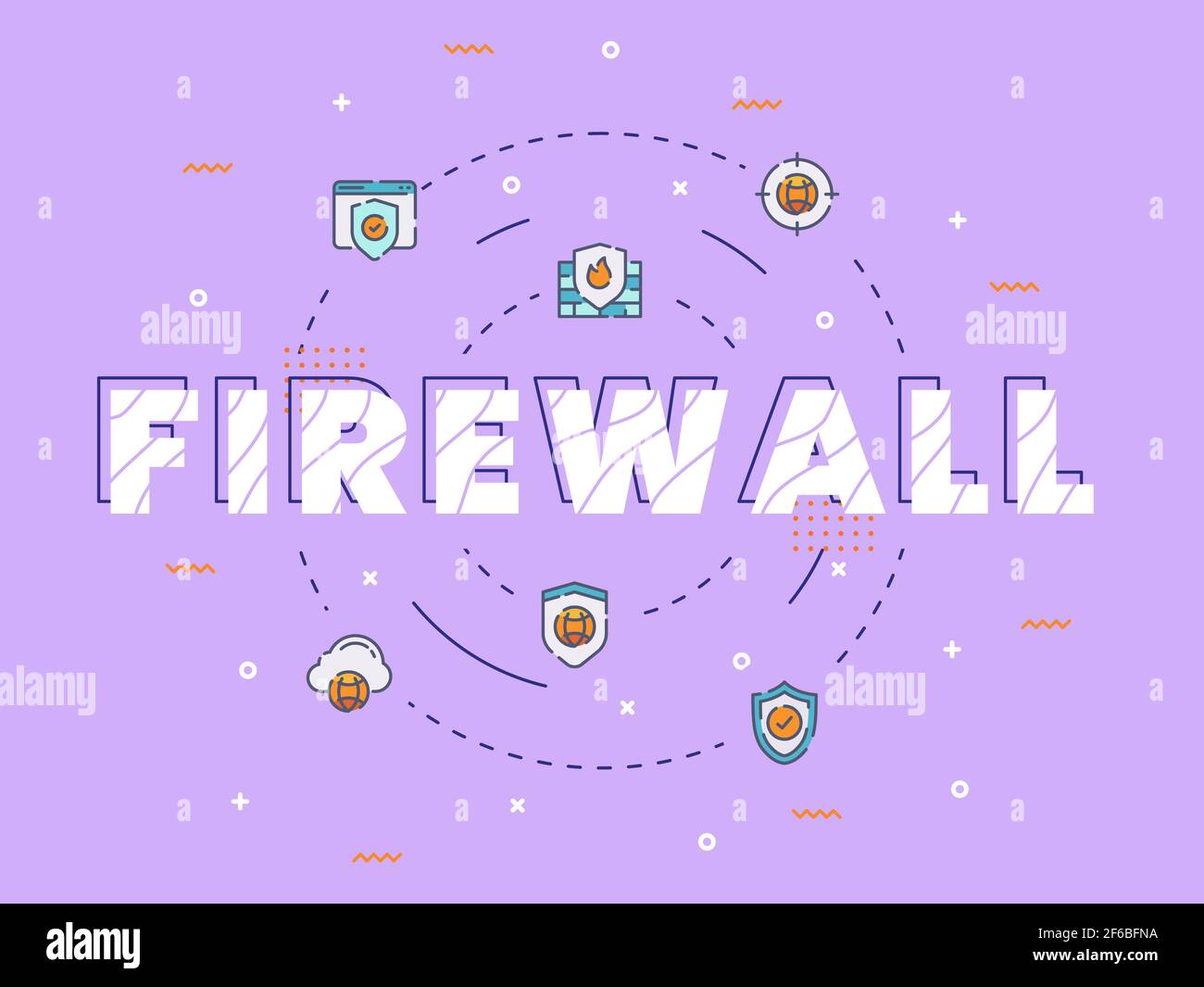firewall typography with color outline style vector design illustration ...