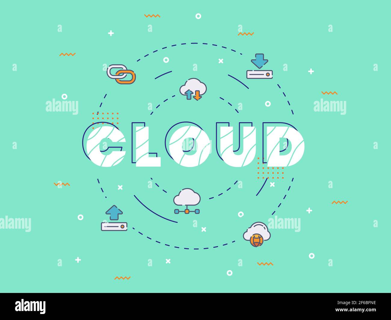 cloud typography with color outline style vector design illustration ...
