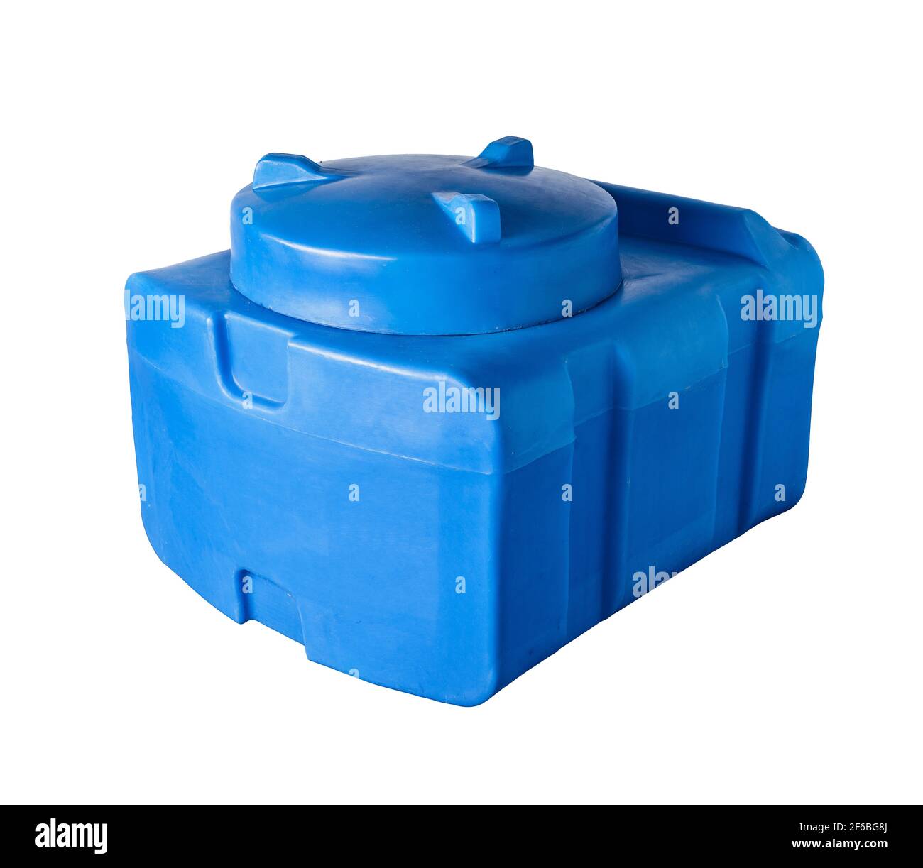 Blue plastic water tank isolated on white Stock Photo - Alamy