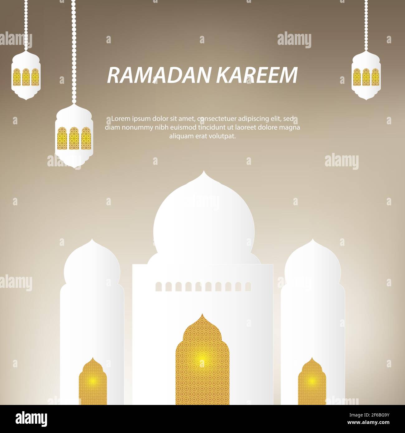 Minimal modern paper cut art Ramadan Kareem greeting post card and ...