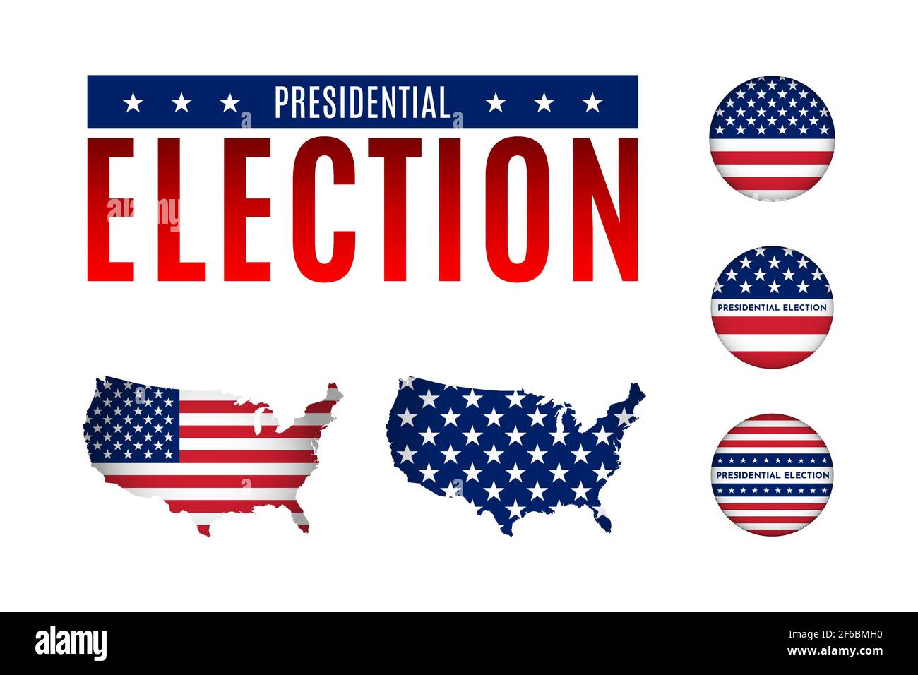 Vector illustration set about Presidential election in USA. Round ...