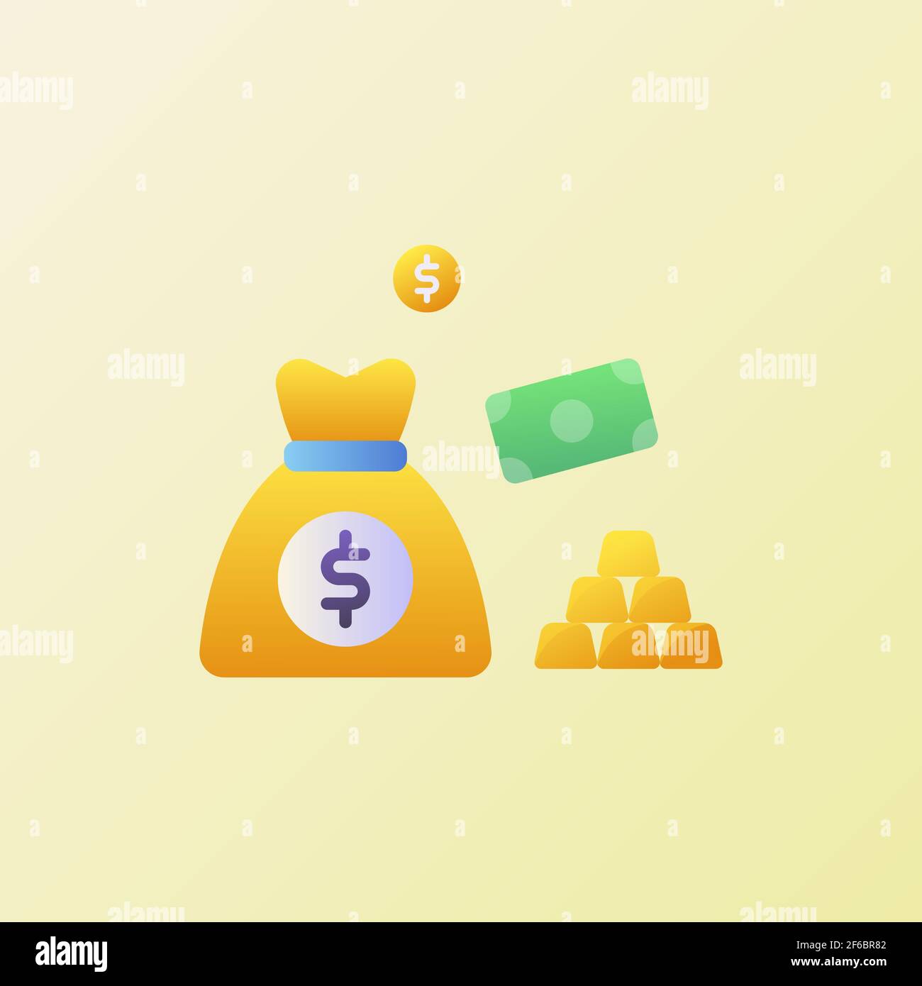 wealth icons collection with smooth style coloring vector design ...