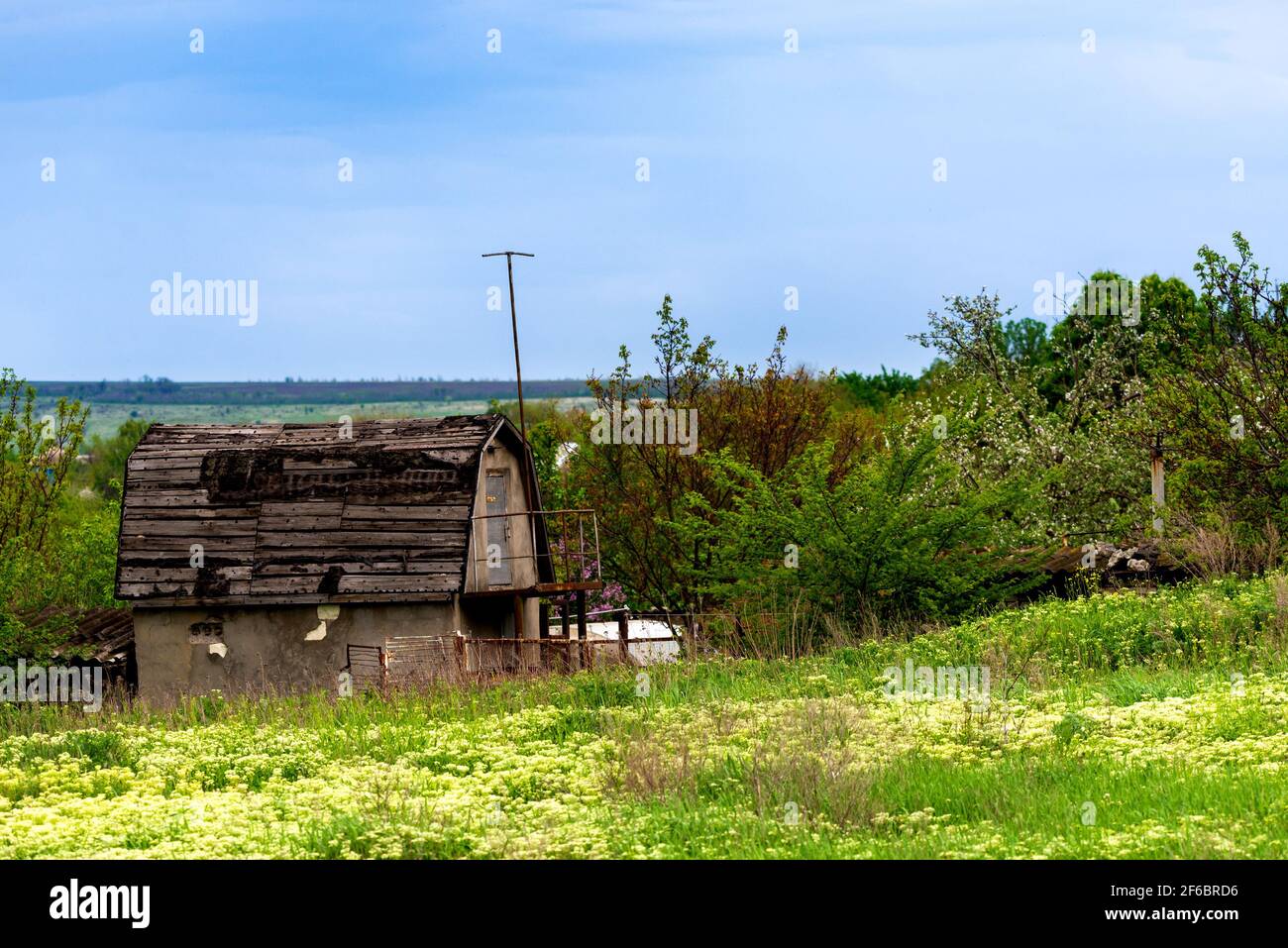 Abandoned and ruined stone and wooden rustic barn Stock Photo - Alamy