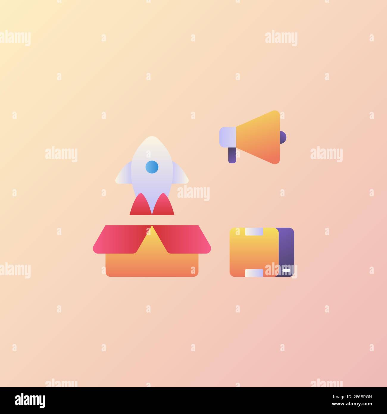 launch product icons collection with smooth style coloring vector ...