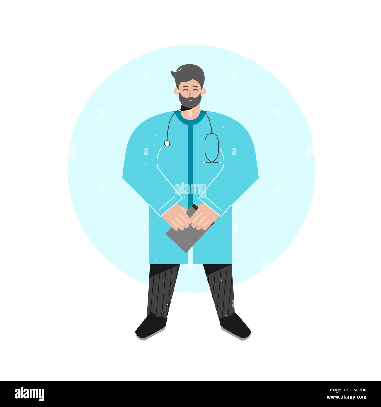 Vector isolated concept with doctor standing tall and holding documents ...