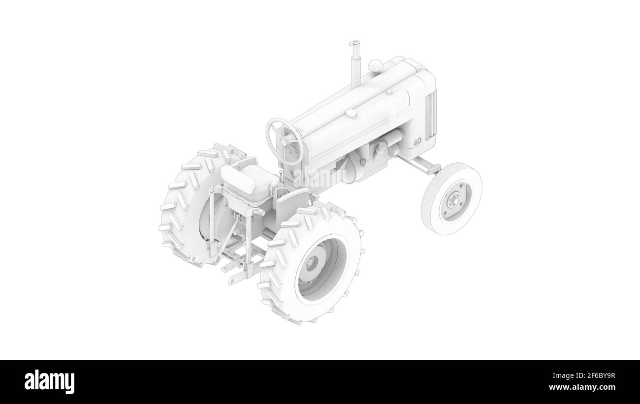 3D rendering of a vintage tractor vehicle agriculture machine is Stock ...