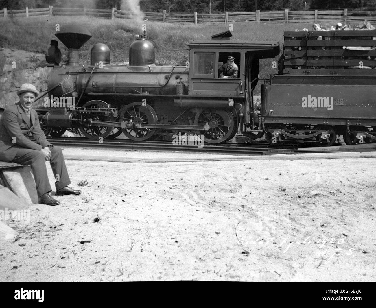 The Norwegian state tracks, NSB 38 XVLB. The wood burning Stock Photo ...