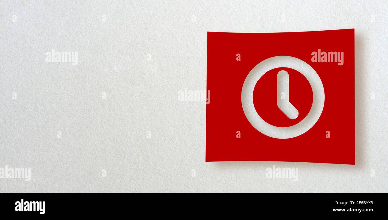 3D render icon collection: Cut out of a deadline timer symbol on red ...