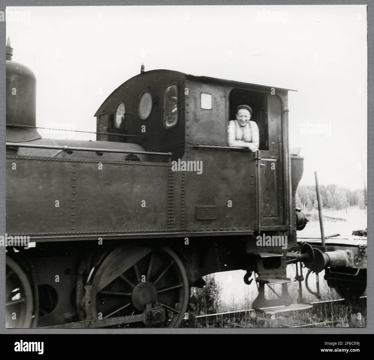 Record driver in cab on a steam locomotive Stock Photo - Alamy