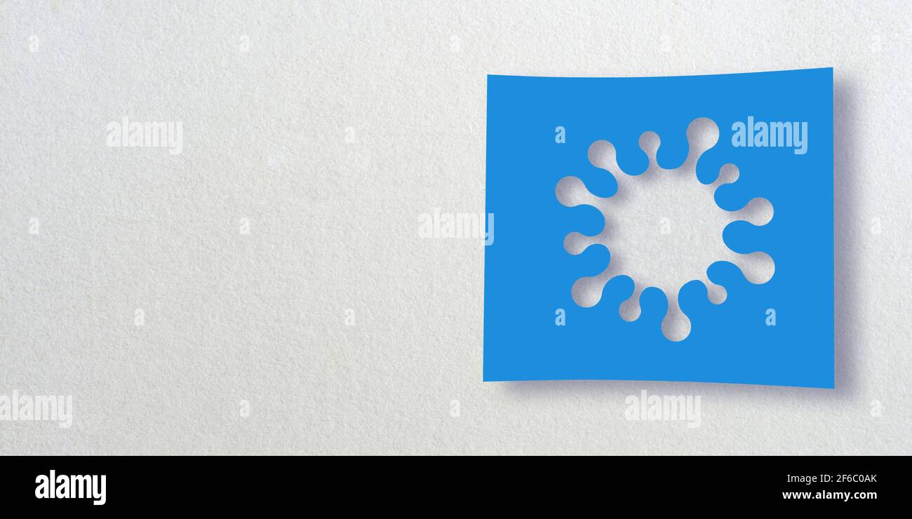 3D render icon collection: Cut out of a virus cell symbol on blue ...