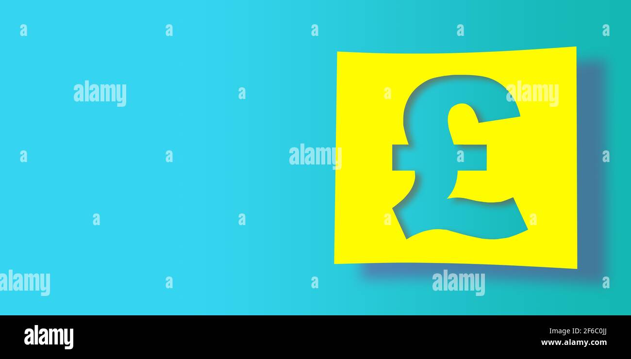 3D rendered icon concept: Isolated global currency UK Pound symbol cut ...